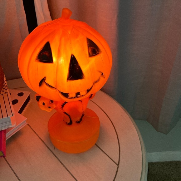 Holiday | Vintage Halloween Plastic Pumpkin Blow Mold Pumpkin Sitting ...